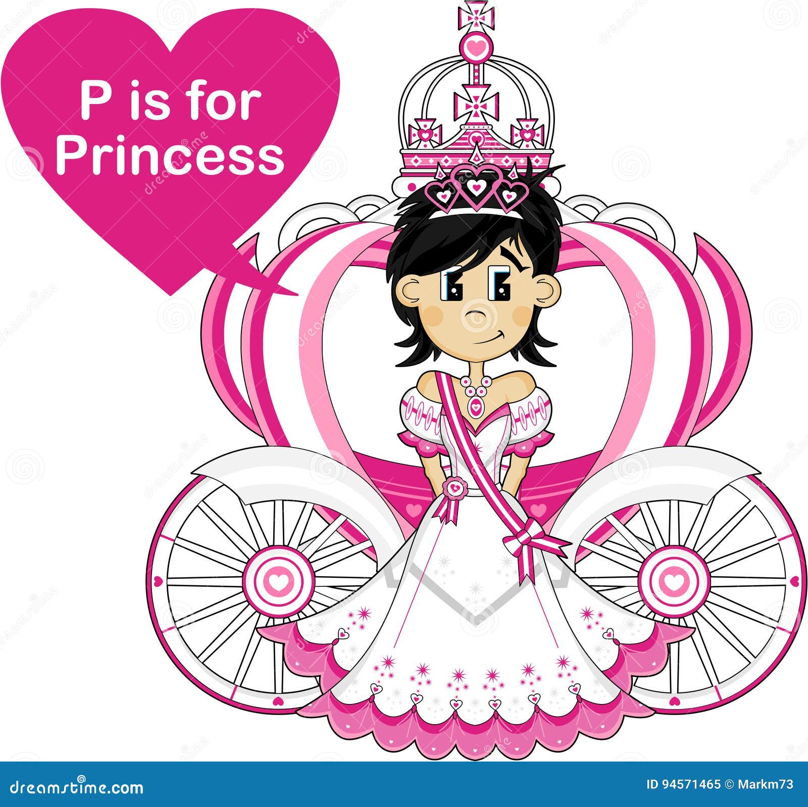 P is for Princess stock vector. Illustration of crown - 94571465