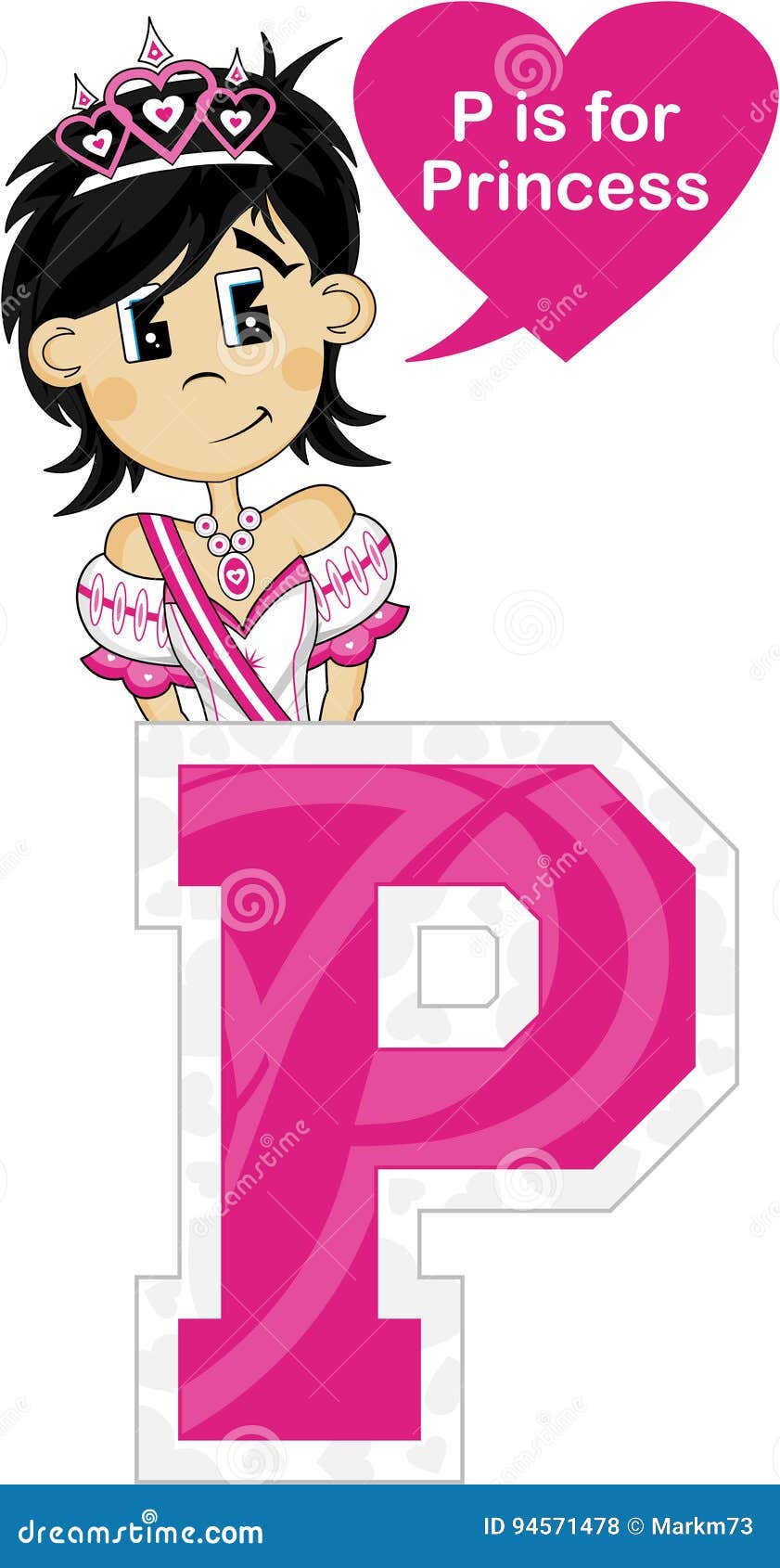 P is for Princess stock vector. Illustration of educational - 94571478