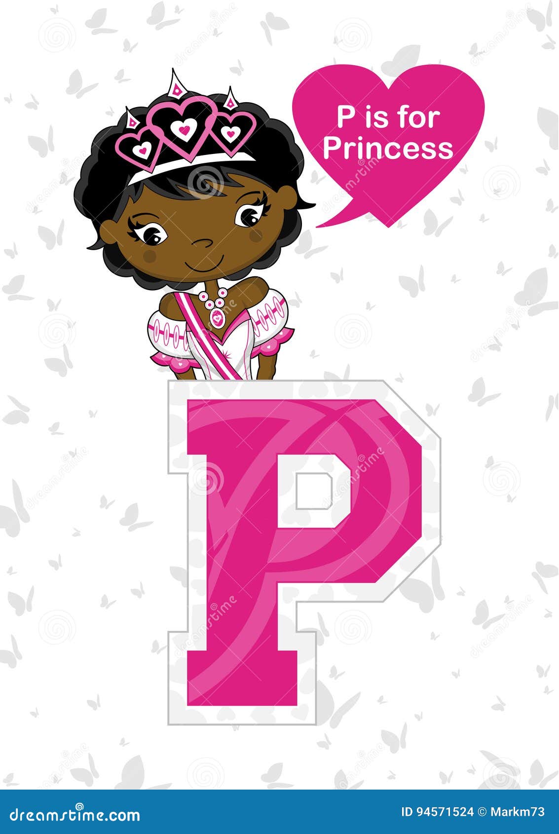 P is for Princess stock vector. Illustration of tiara - 94571524