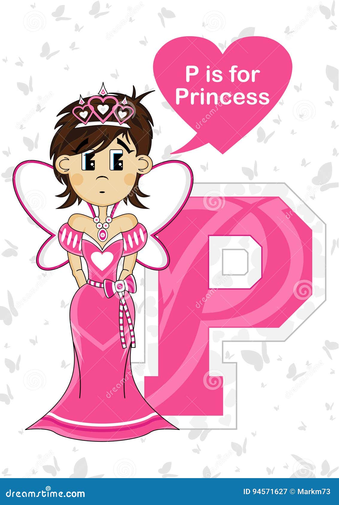 P is for Princess stock vector. Illustration of vector - 94571627