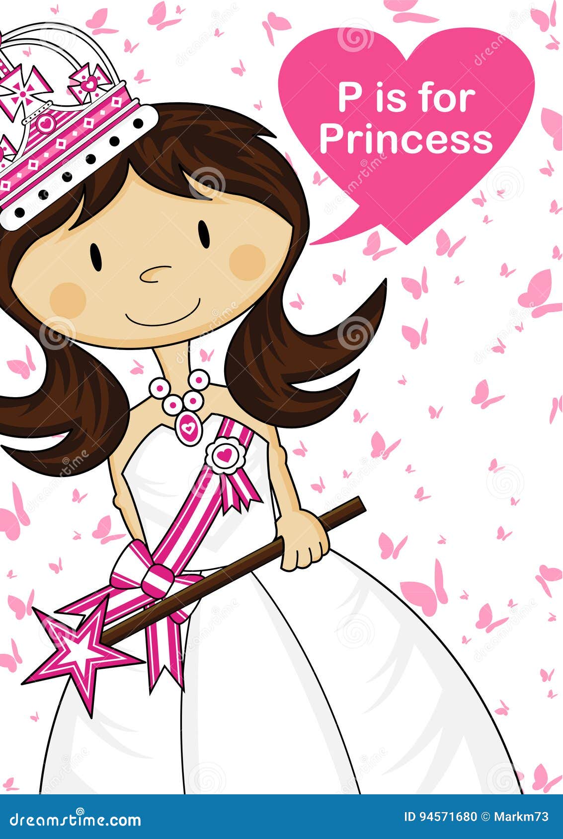 P is for Princess stock vector. Illustration of cute - 94571680