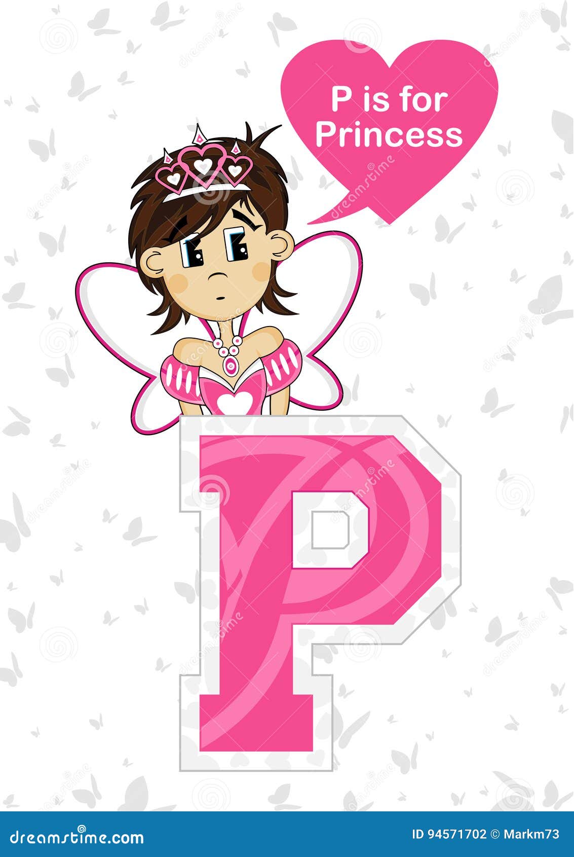 P is for Princess stock vector. Illustration of tiara - 94571702