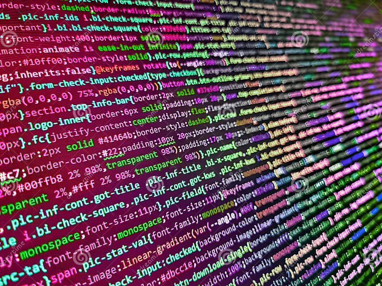 P. Programmer Working in Computer Screen, Programming on Monitor ...