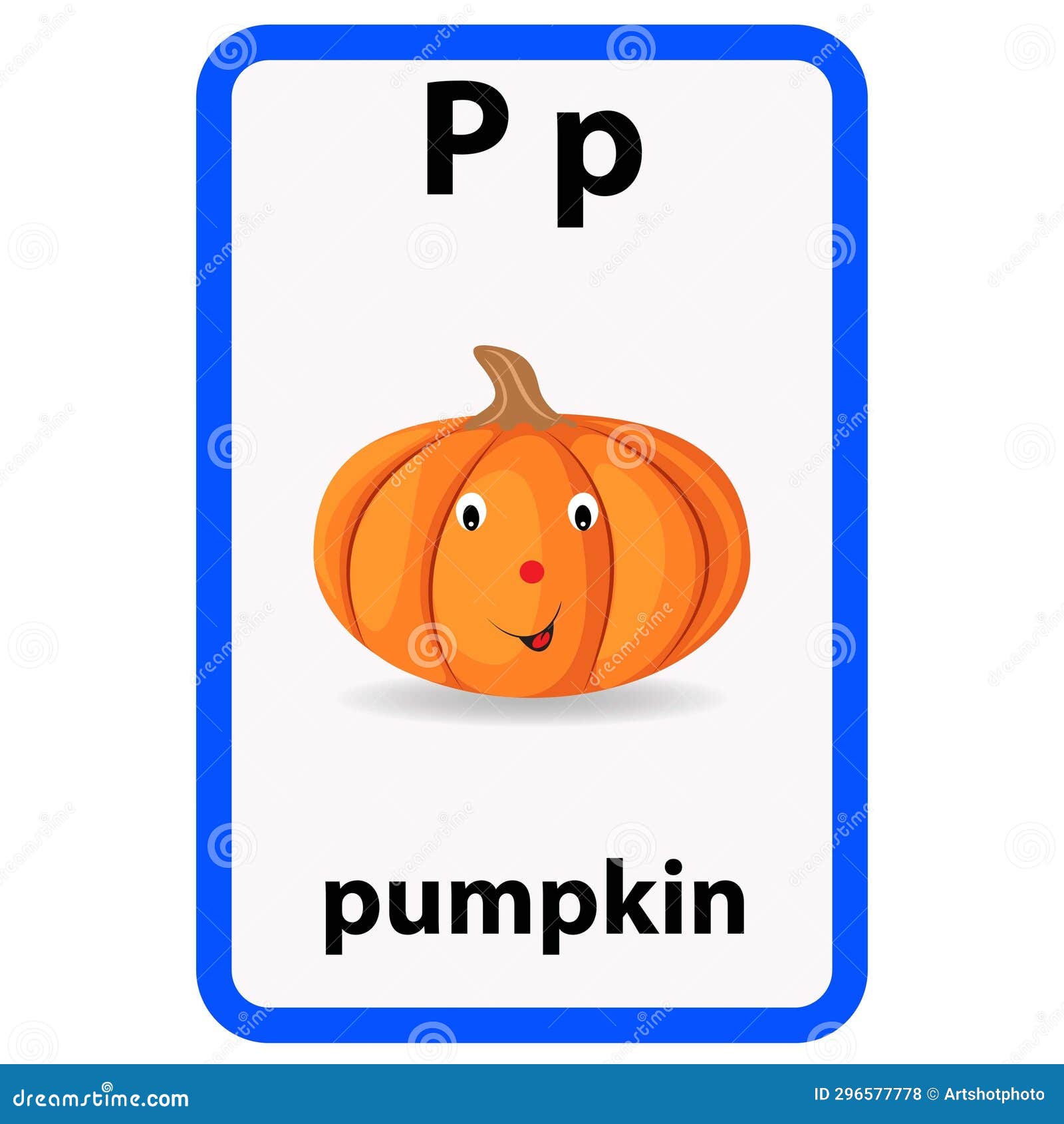 Alphabet Flashcard for Children with the Letter P from Pumpkin Stock ...