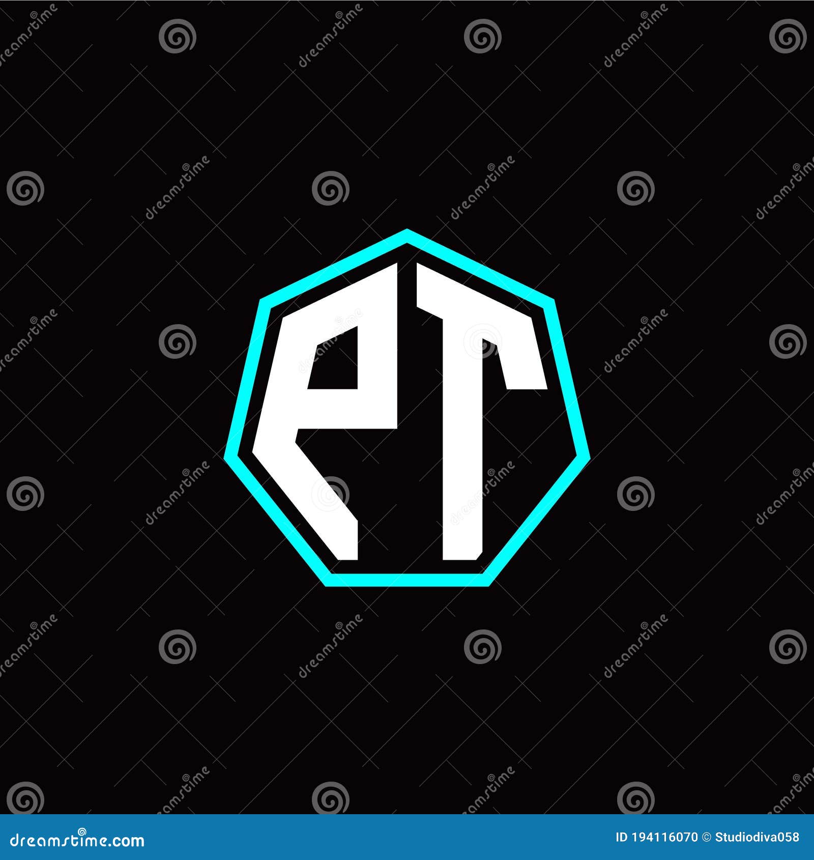 P T Initials Modern Polygon Logo Template Stock Vector - Illustration ...