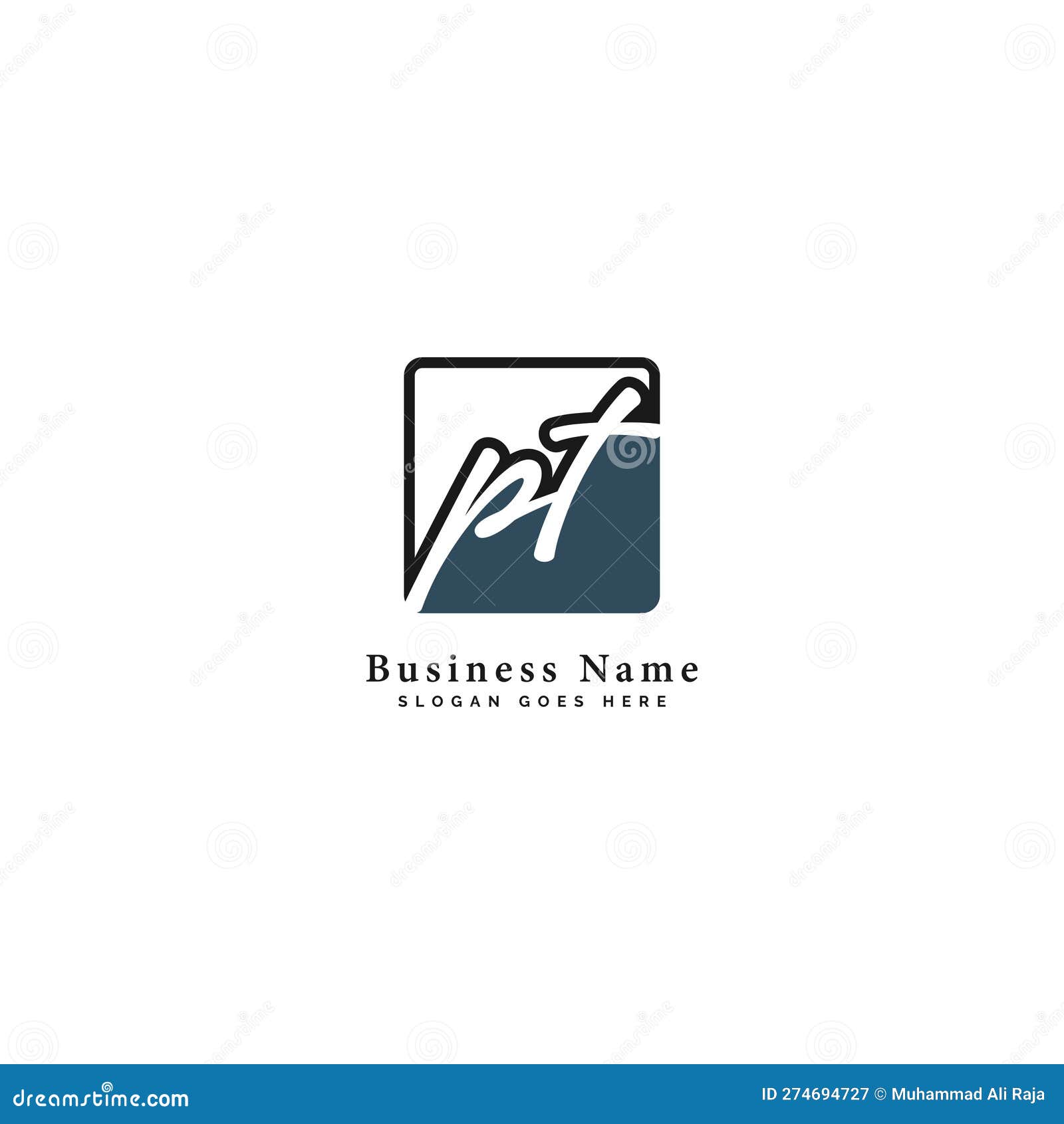P T Pt Initial Letter Handwritten And Signature Vector Image Template In Square Shape Logo 向量