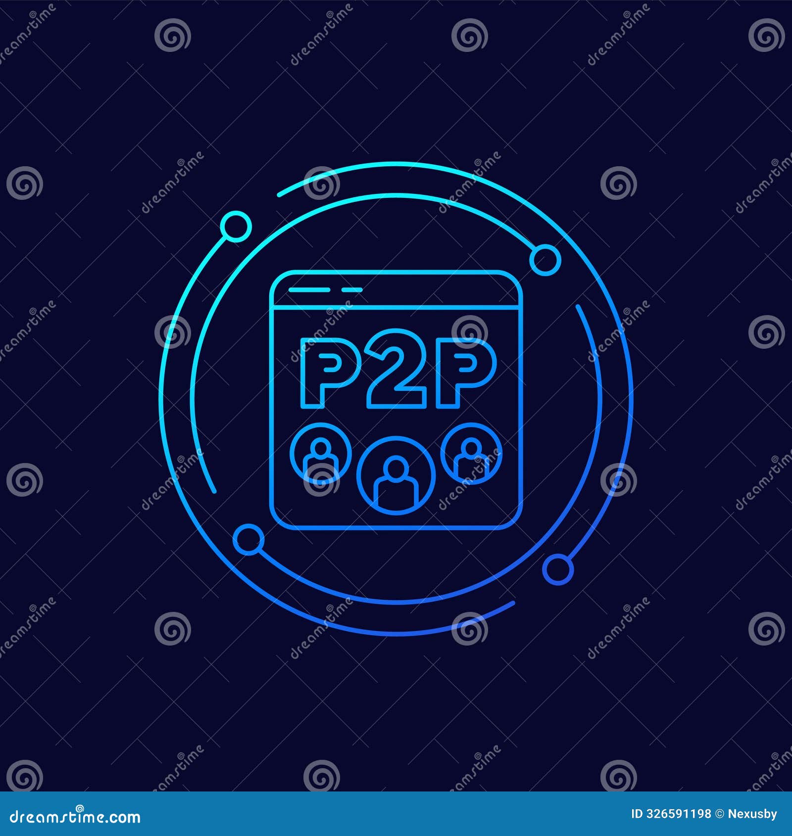 P2p Vector Icon, Peer-to-peer System Linear Design Stock Vector ...