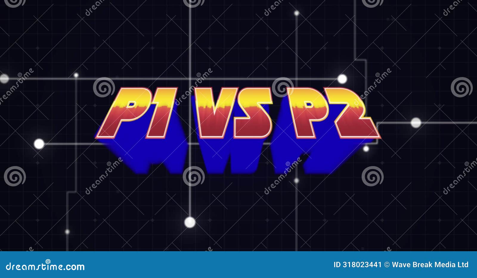 P1 Vs P2 Text Banner With Shadow Effect Against Network Of Connections ...