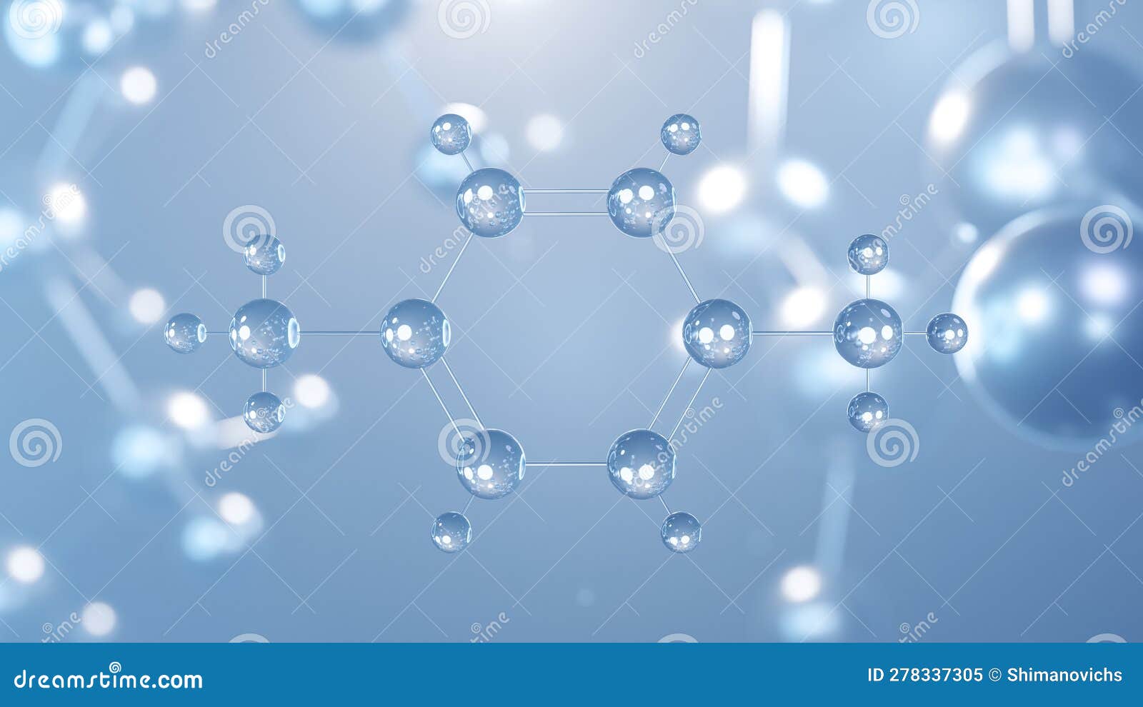 P-xylene Molecular Structure 3d, Flat Model, Para-xylene, Structural ...