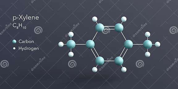 P-xylene Molecule 3d Rendering, Flat Molecular Structure with Chemical ...