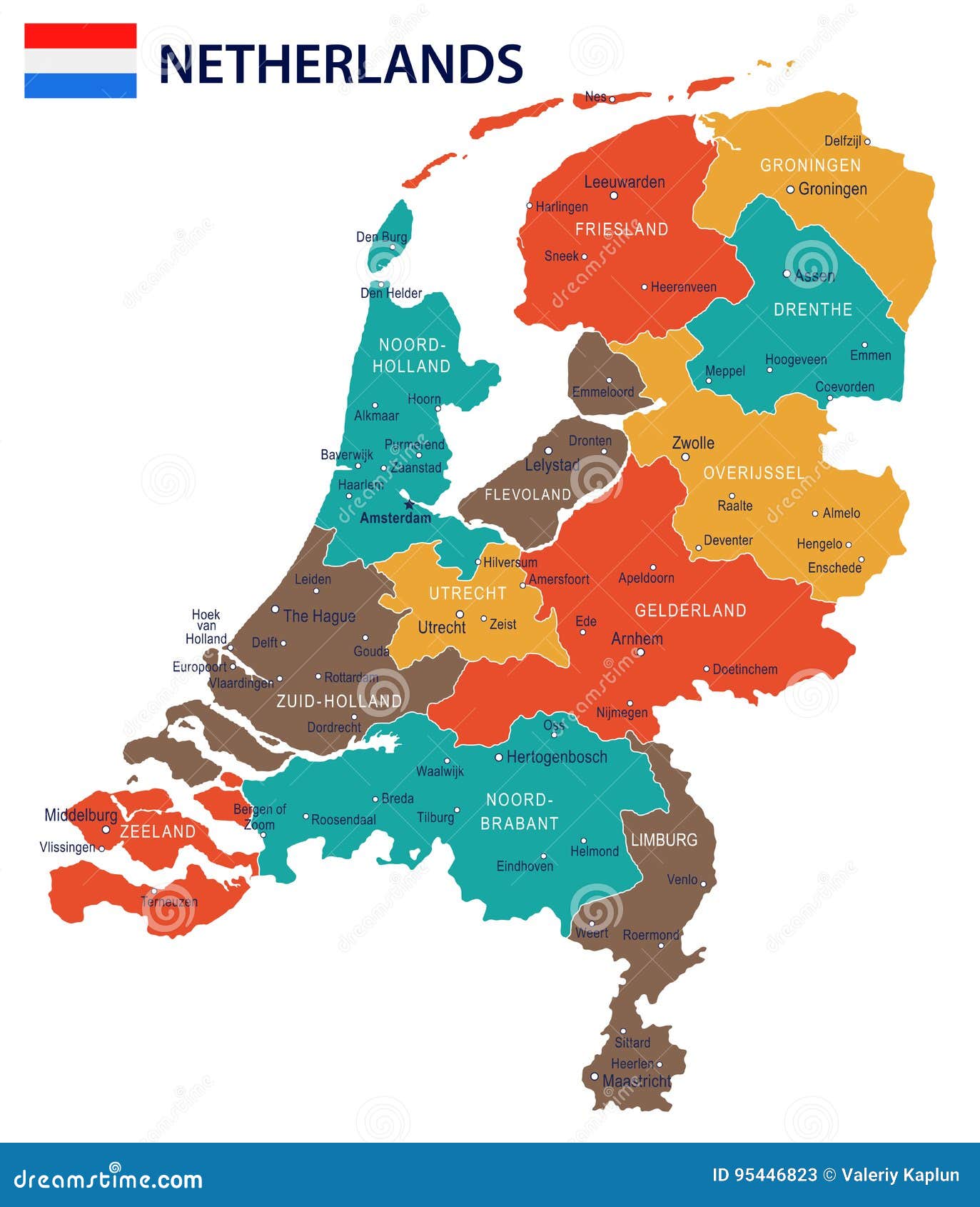 Países Bajos - Mapa Y Bandera - Ejemplo Stock de ilustración ...