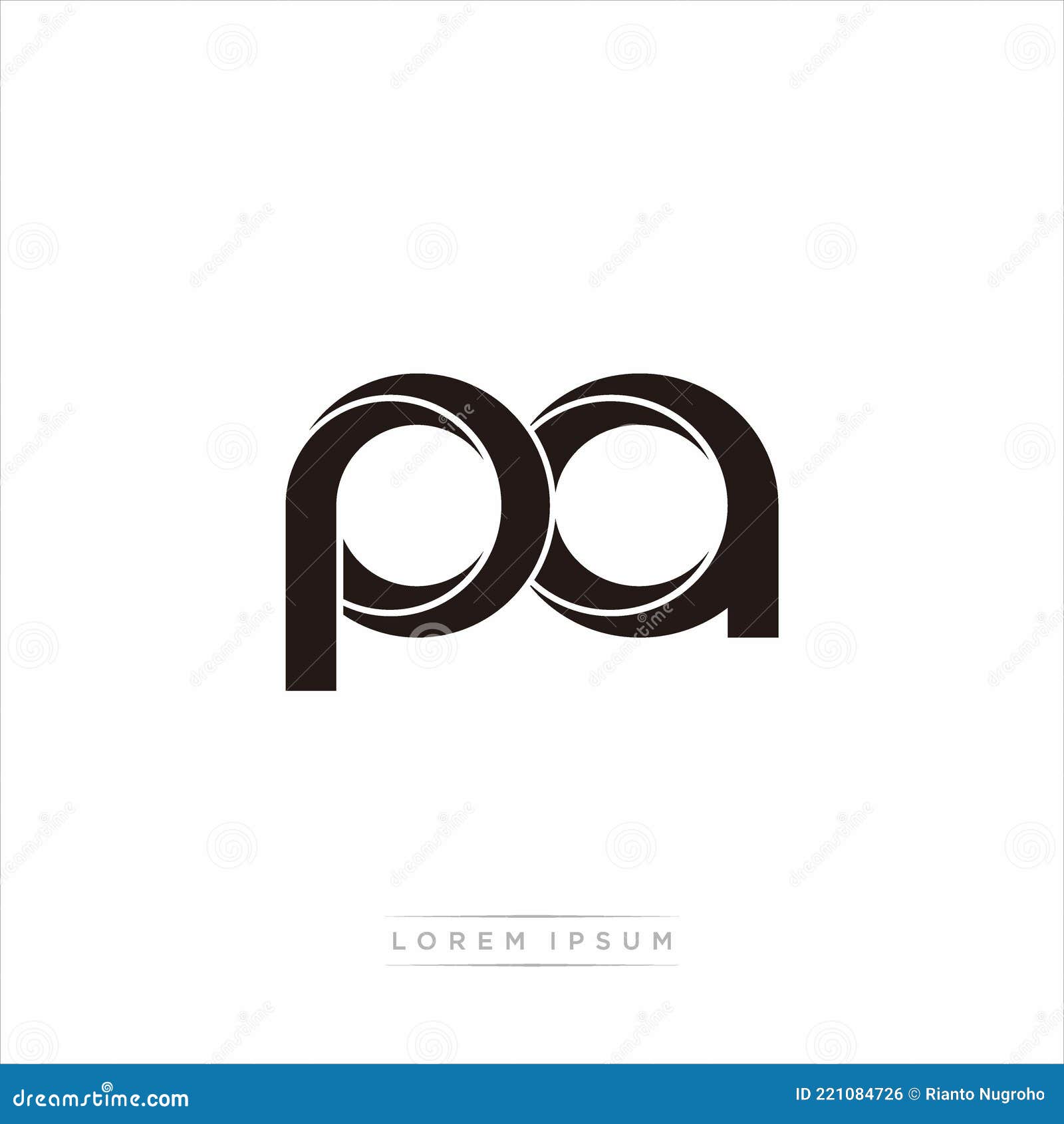 Pa Initial Letter Split Lowercase Modern Monogram Linked Outline ...