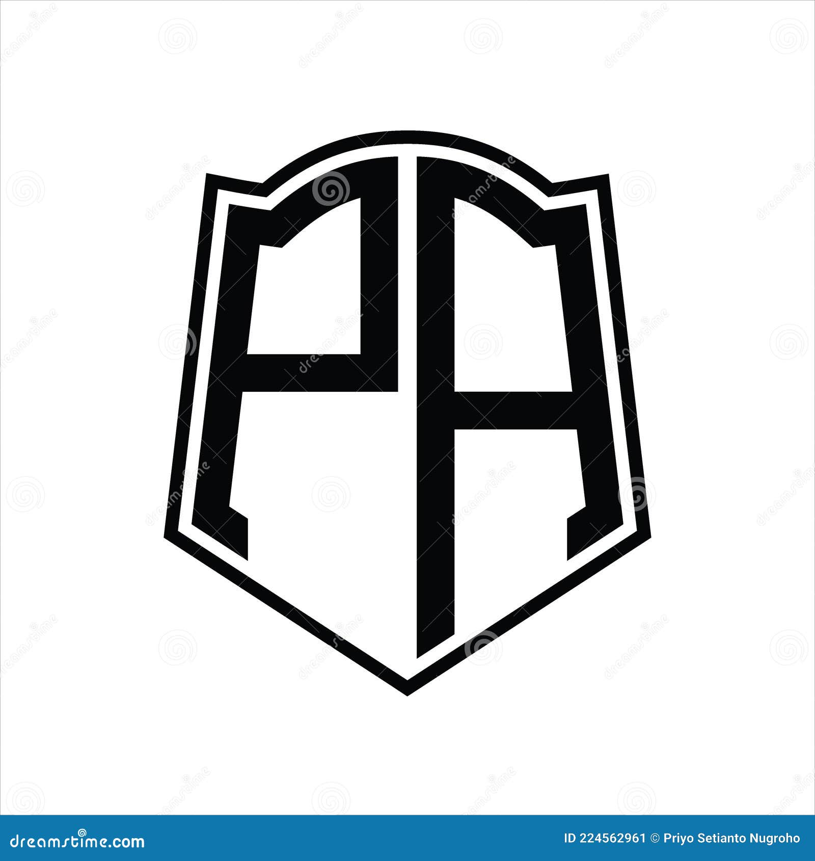 PA Logo Monogram with Shield Shape Outline Design Template Stock Vector ...