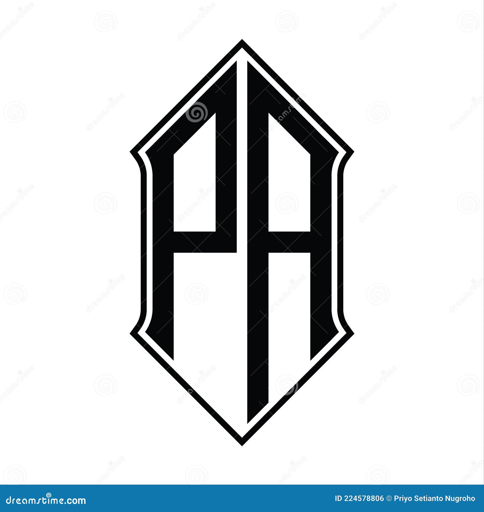 PA Logo Monogram with Shieldshape and Outline Design Template Vector ...