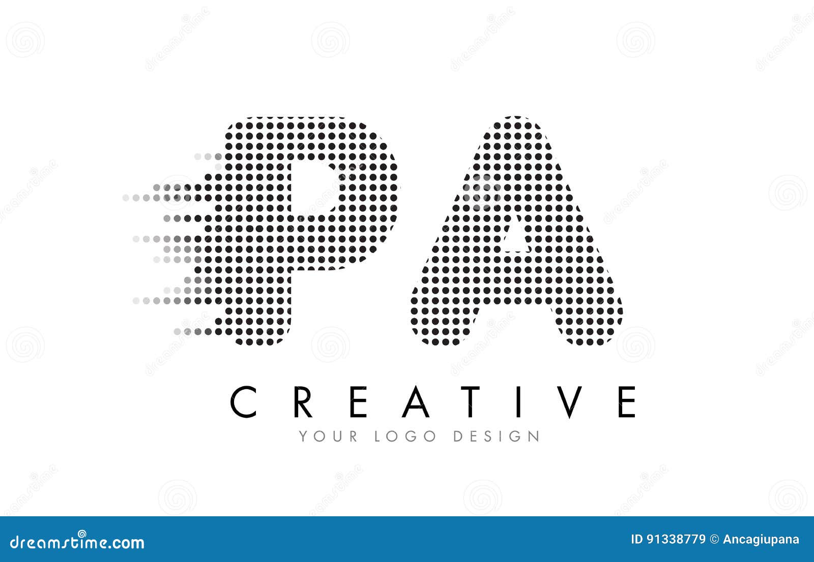 PA P a Letter Logo with Black Dots and Trails. Stock Vector ...
