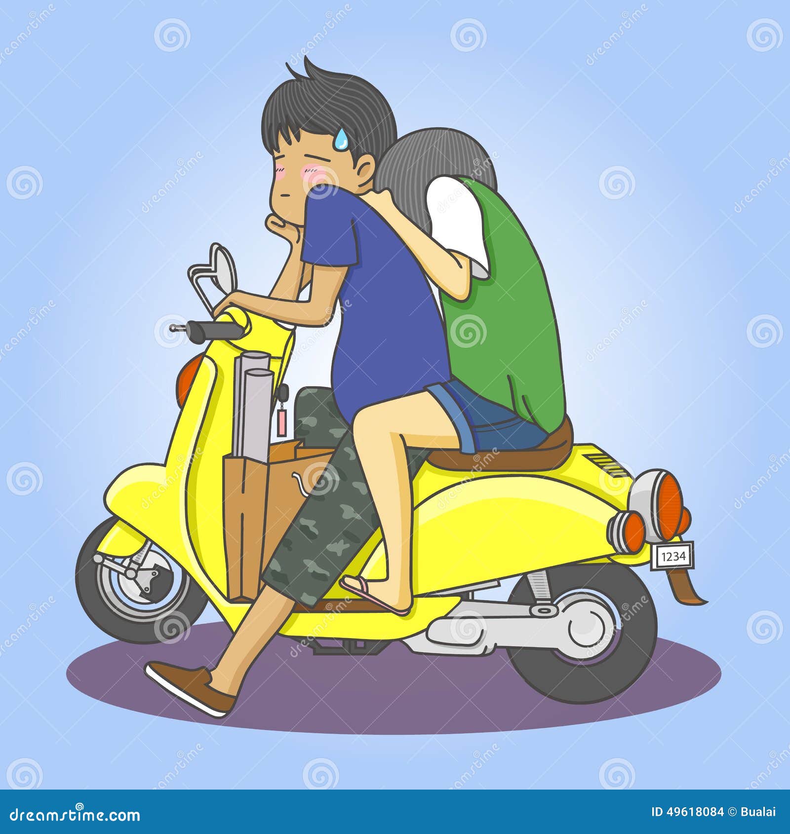Paar met motorfiets vector illustratie. Illustration of metgezel - 49618084
