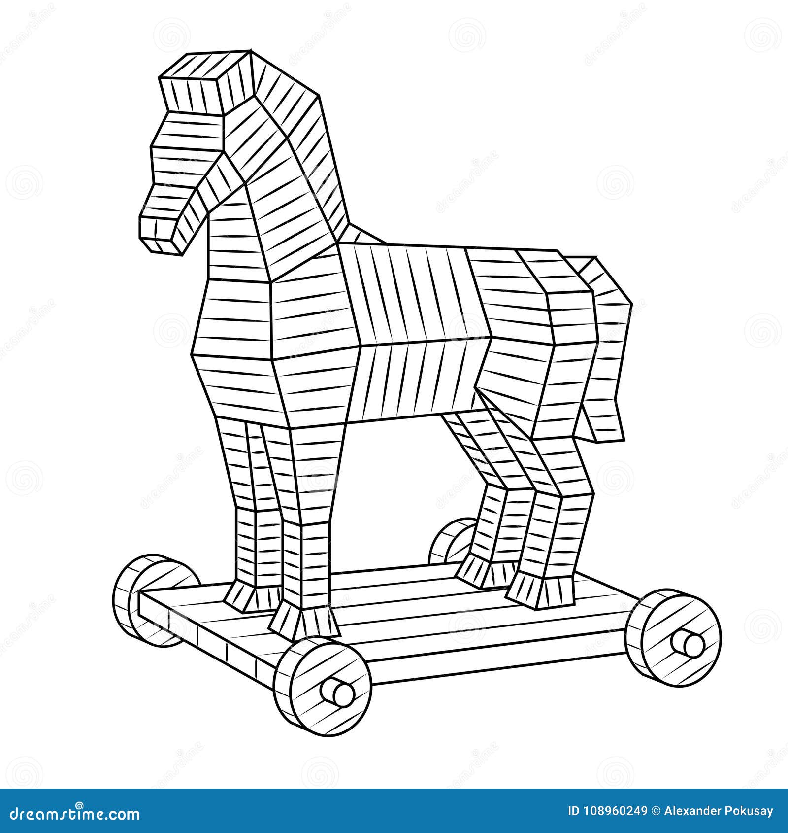 Paard Van Troje Het Kleuren Boekvector Vector Illustratie ...