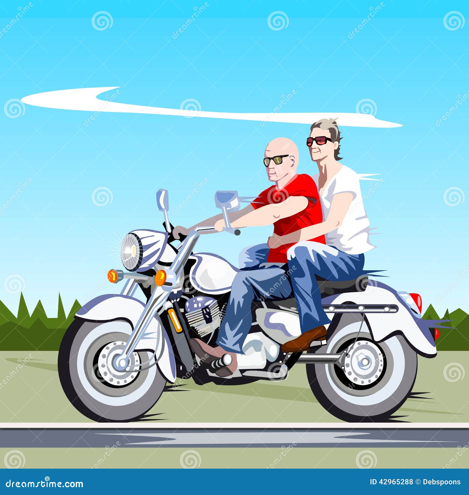 Paare auf Motorrad vektor abbildung. Illustration von fahrzeug - 42965288