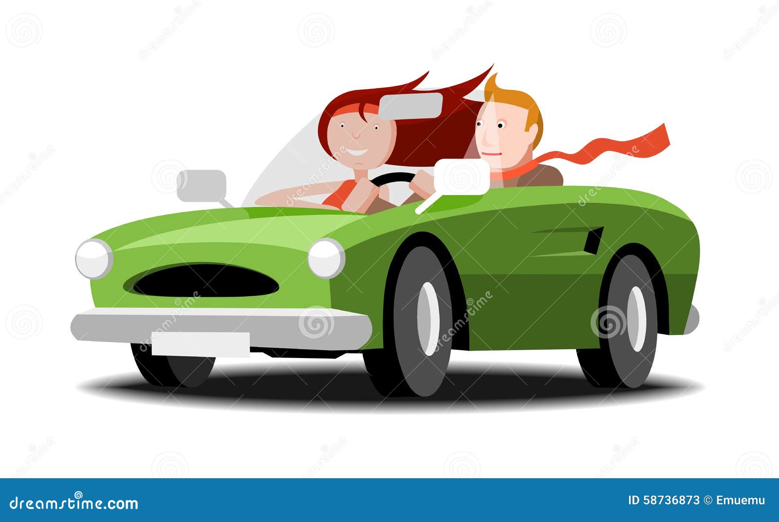 Paare in einem Cabriolet vektor abbildung. Illustration von fahrer ...