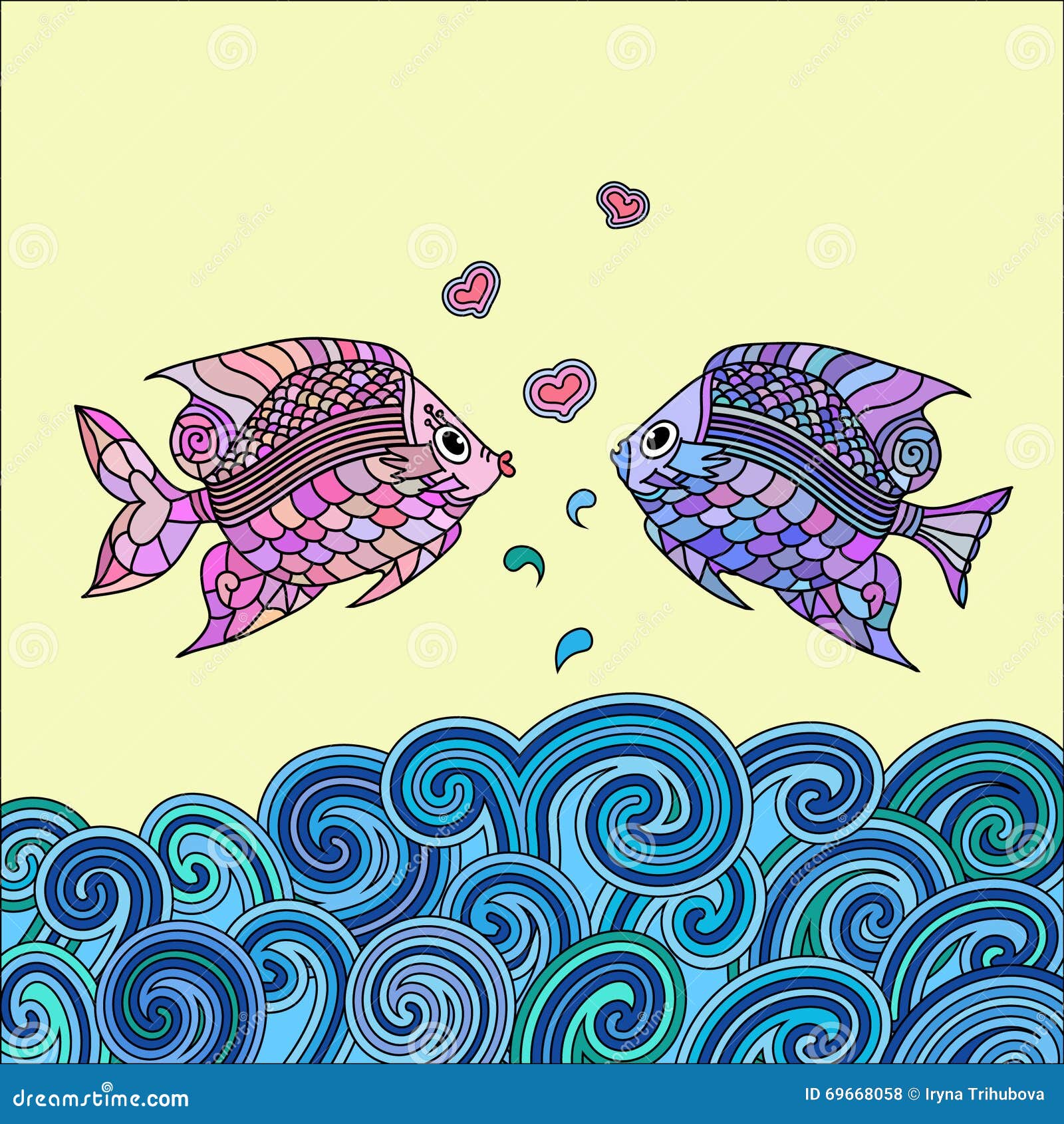 Paare Fische in der Liebe stock abbildung. Illustration von ikone ...