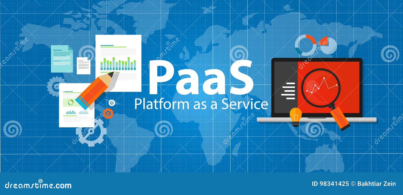 PaaS Platform As a Service Cloud Solution Technology Concept Laptop ...