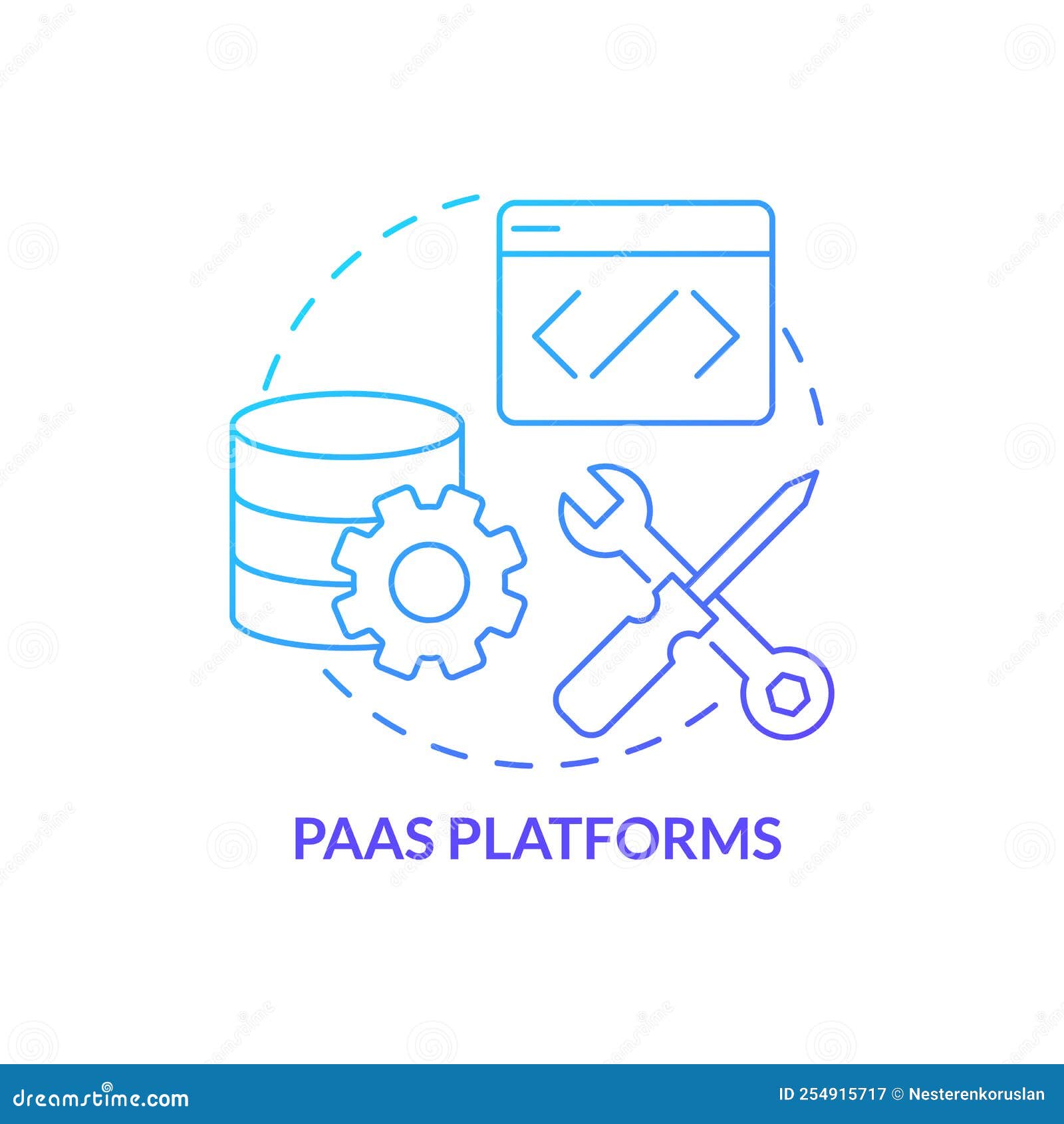PaaS Platforms Blue Gradient Concept Icon Stock Vector - Illustration ...