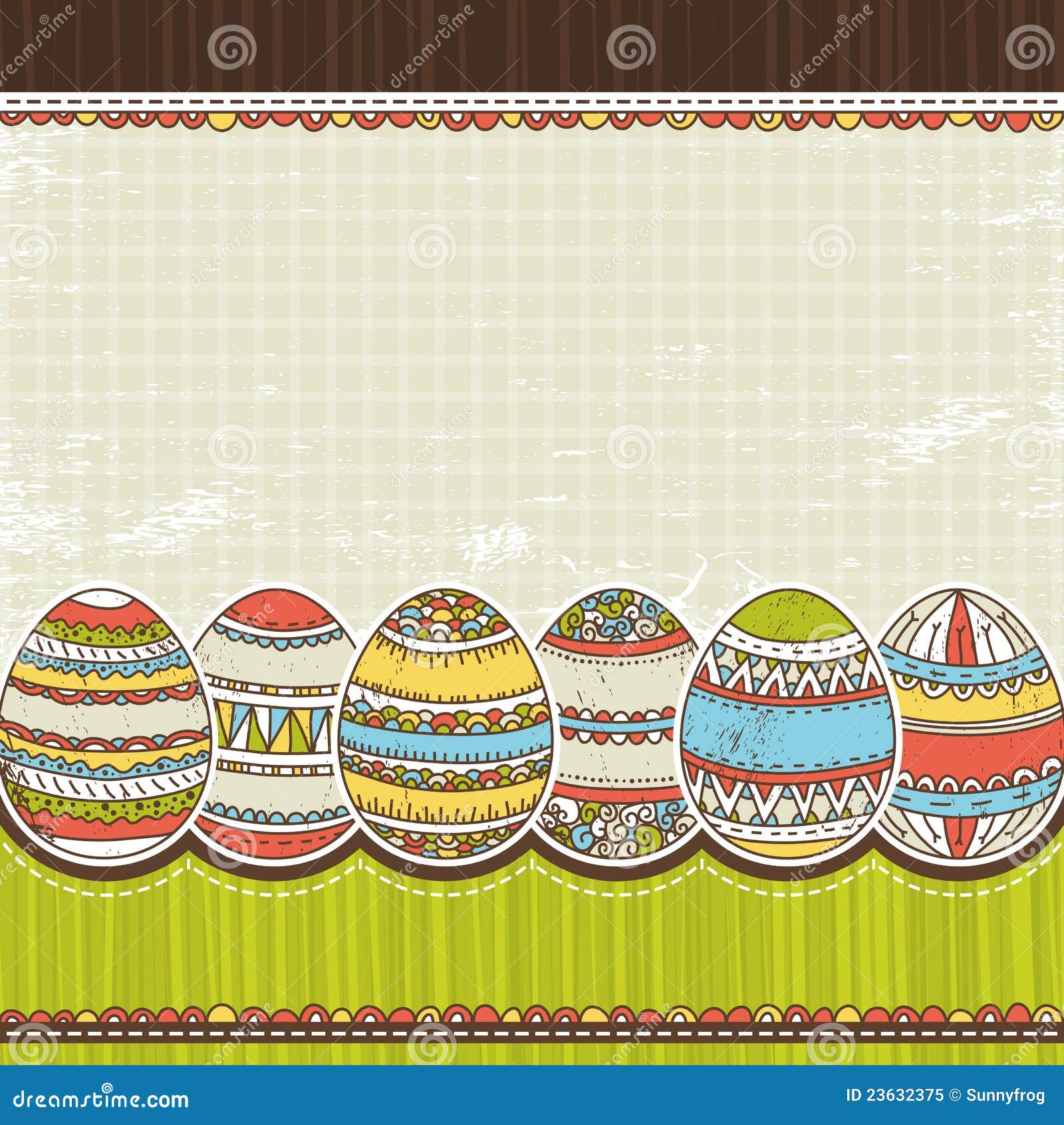 Paasei Zes Over Kleurenachtergrond, Vector Vector Illustratie ...