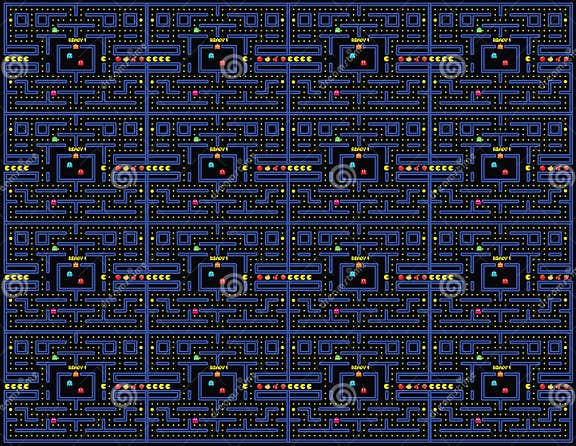 Pac-man Screen Retro Game Editorial Pattern Editorial Image ...