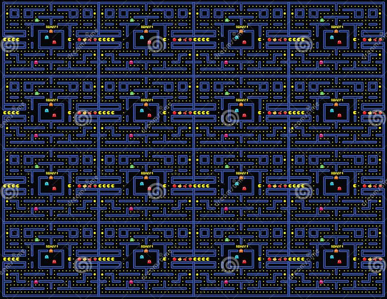 Pac-man Screen Retro Game Editorial Pattern Editorial Image ...