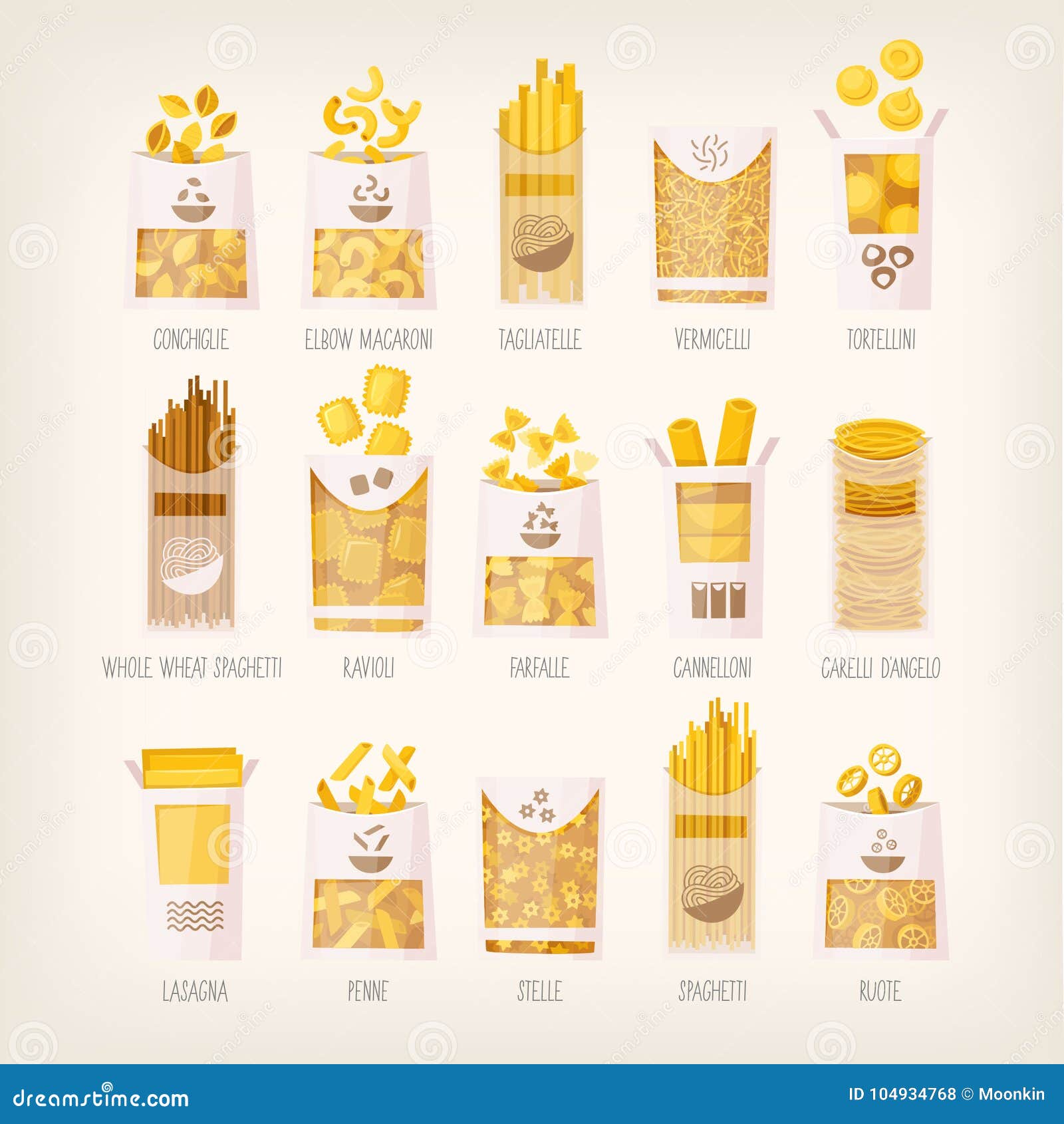 Pacchetti Di Pasta Asciutta Illustrazione Vettoriale - Illustrazione di ...