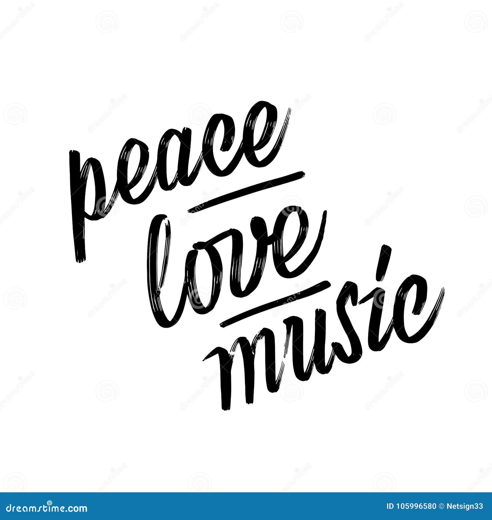 Pace, Amore, Musica Iscrizione a Mano Illustrazione Vettoriale ...