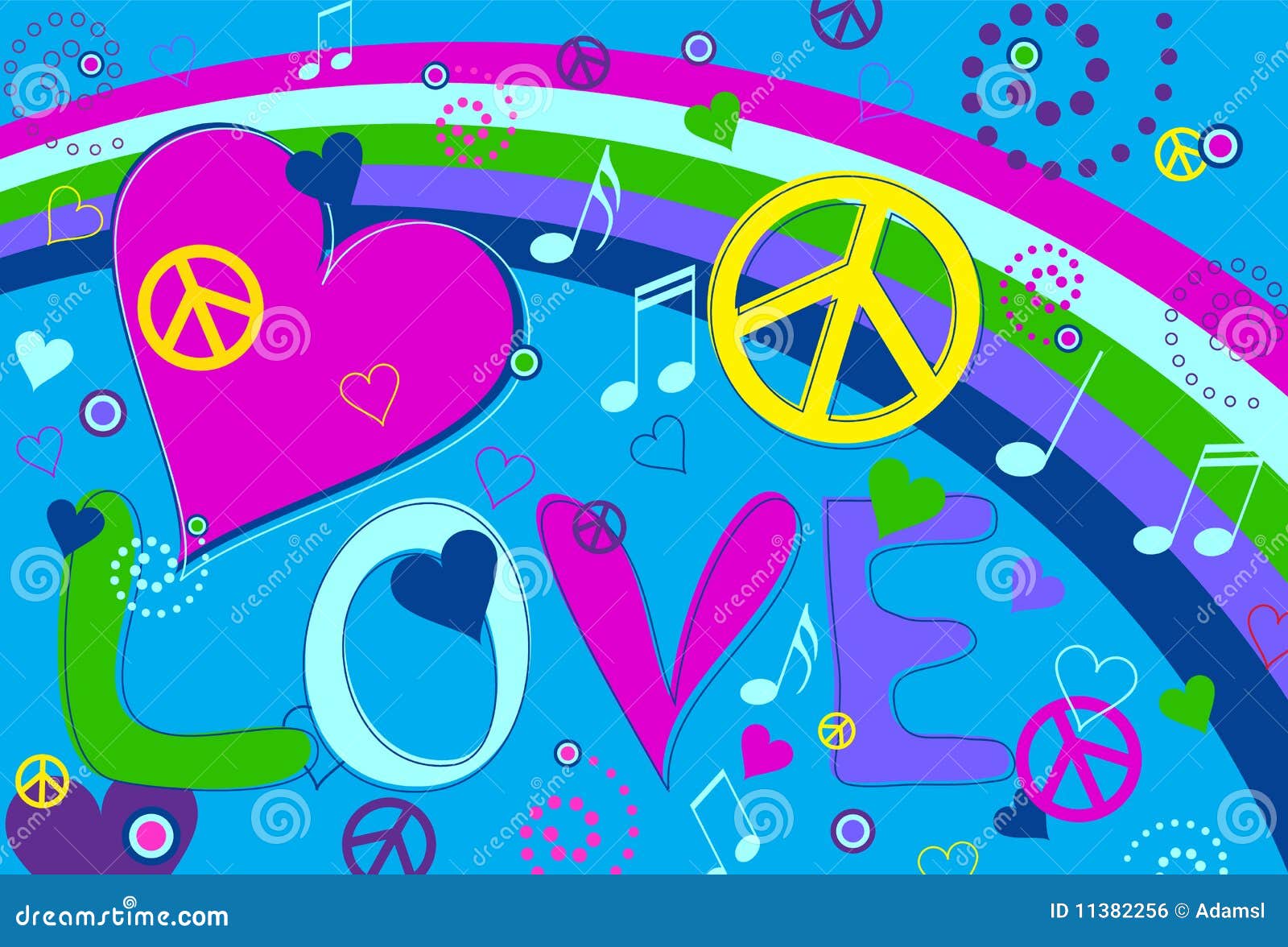 Pace e cuori di amore illustrazione vettoriale. Illustrazione di amore ...