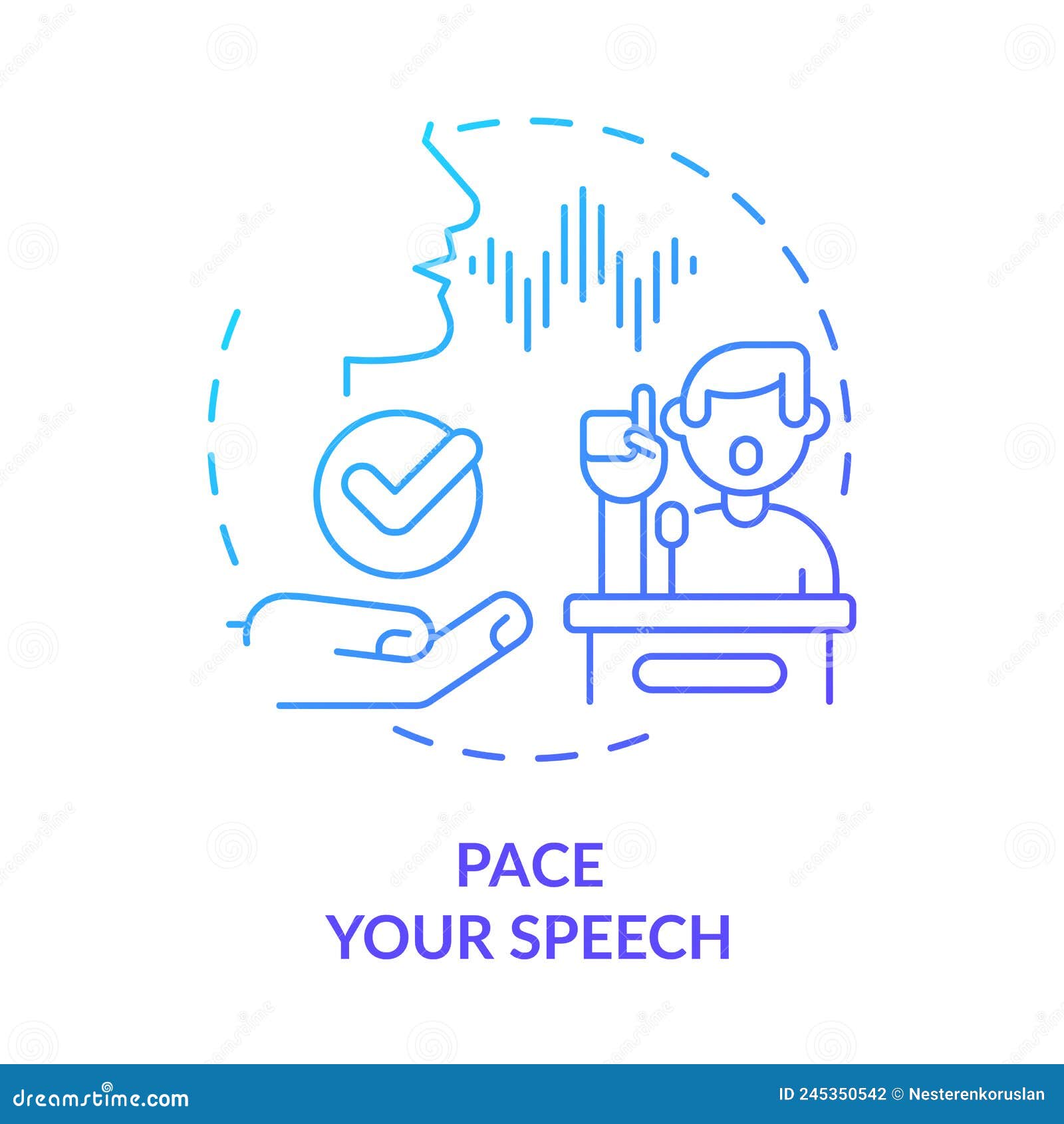 Pace Your Speech Blue Gradient Concept Icon Stock Vector - Illustration ...