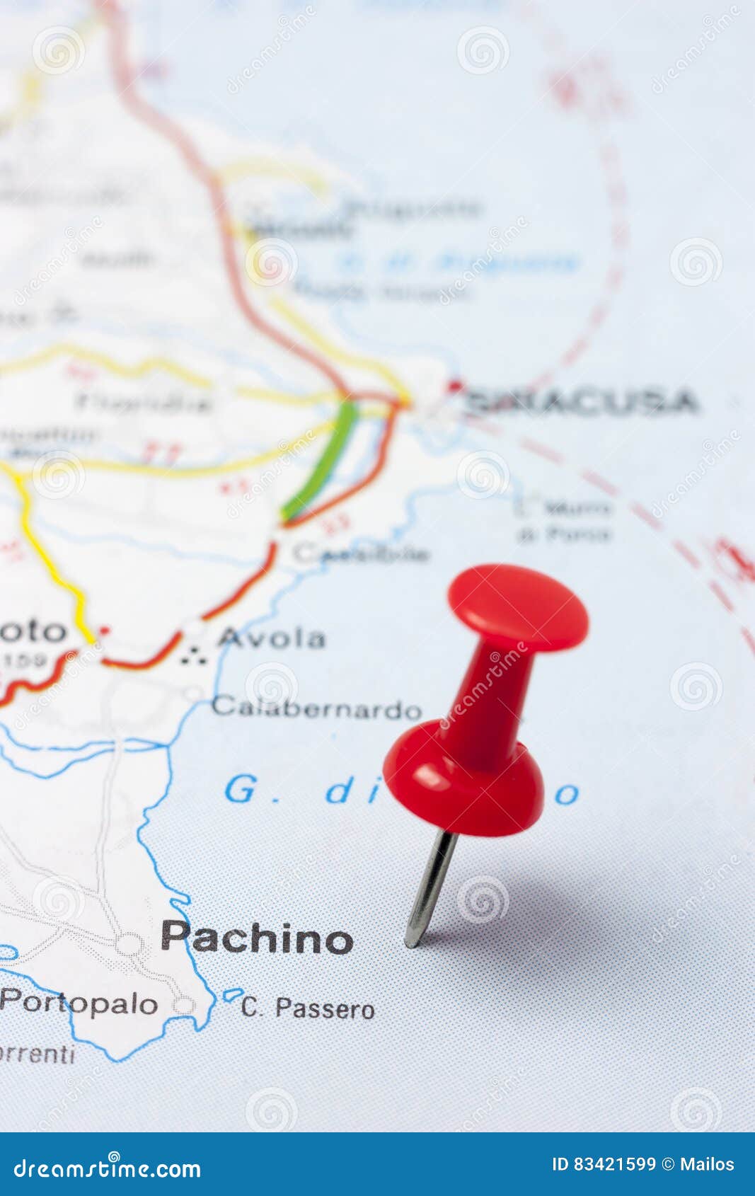 Pachino Italy on a Map stock image. Image of global, cartography - 83421599