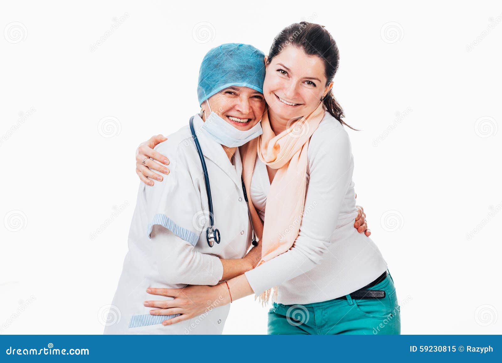 Paciente Feliz Que Abraza Al Doctor Mayor Imagen de archivo - Imagen de ...