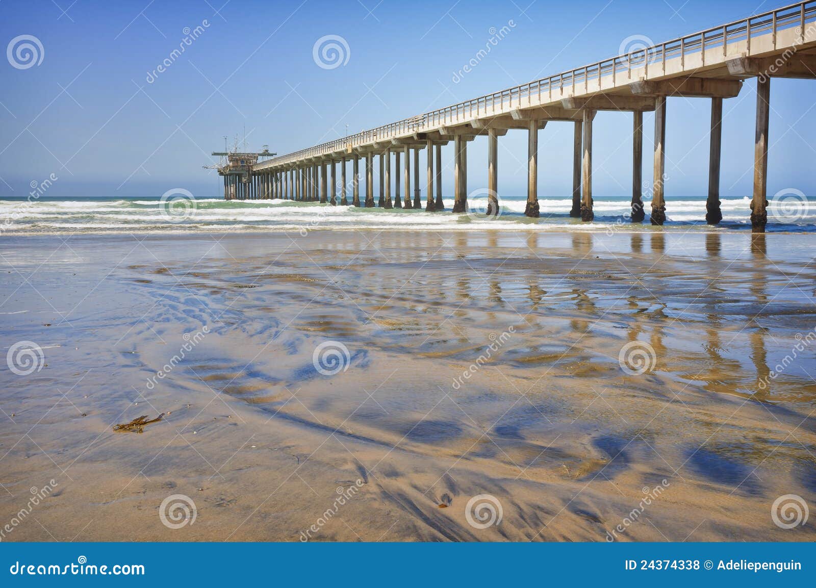 Pacific Coast Pier, La Jolla California Stock Photo - Image of sand ...