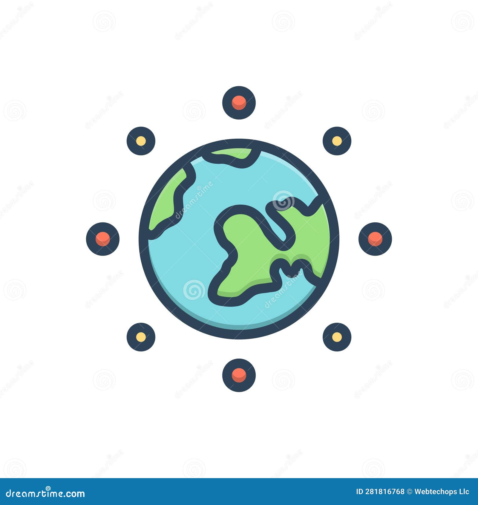 Color Illustration Icon for Pacific, Earth and Planet Stock Vector ...
