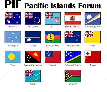 Pacific Island Forum PIF, Vector Flag of Members Stock Vector ...