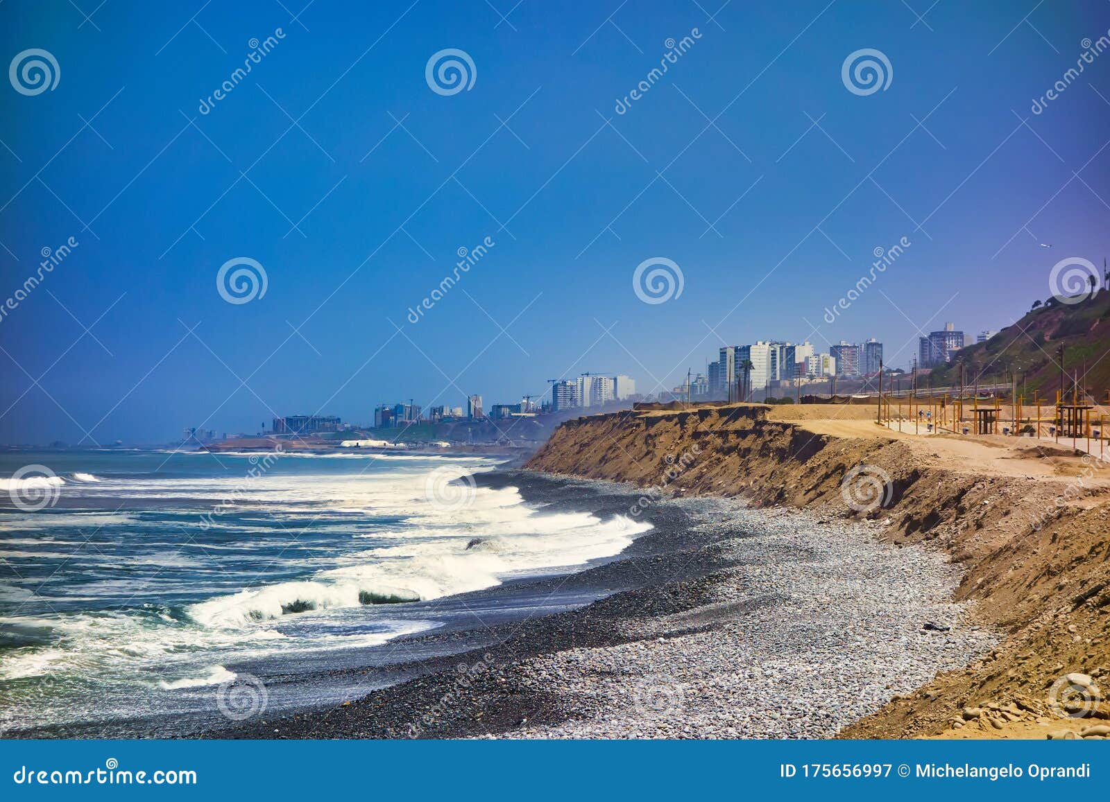 The Pacific Ocean Coast on the City of Lima in Peru Stock Image - Image ...