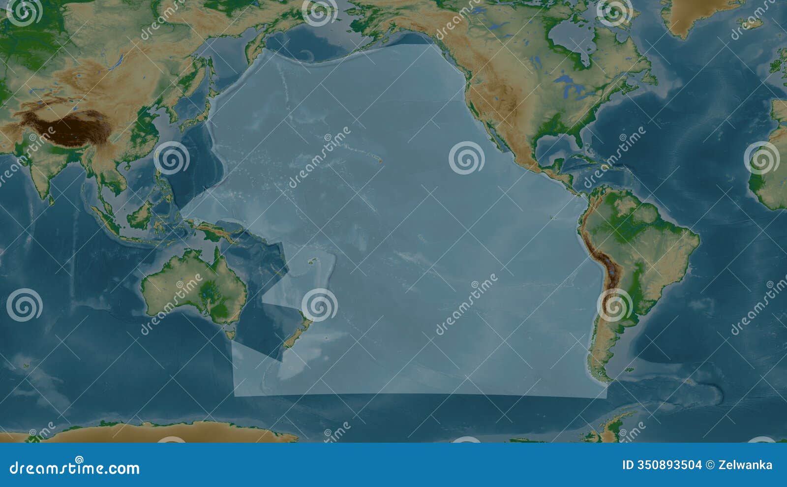 Pacific Ocean, Excluding Sub-basins Highlighted. Physical Map Stock ...