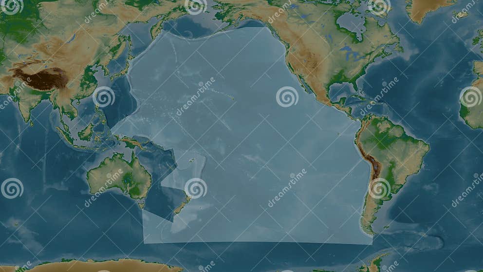 Pacific Ocean, Excluding Sub-basins Highlighted. Physical Map Stock ...