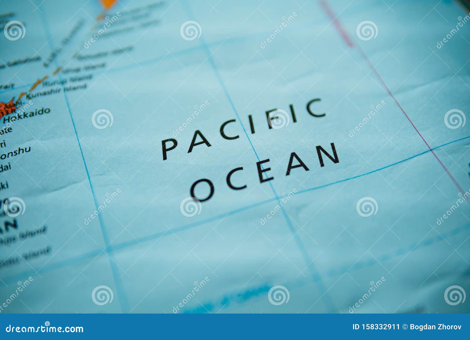 Pacific ocean on a map stock image. Image of mapping - 158332911