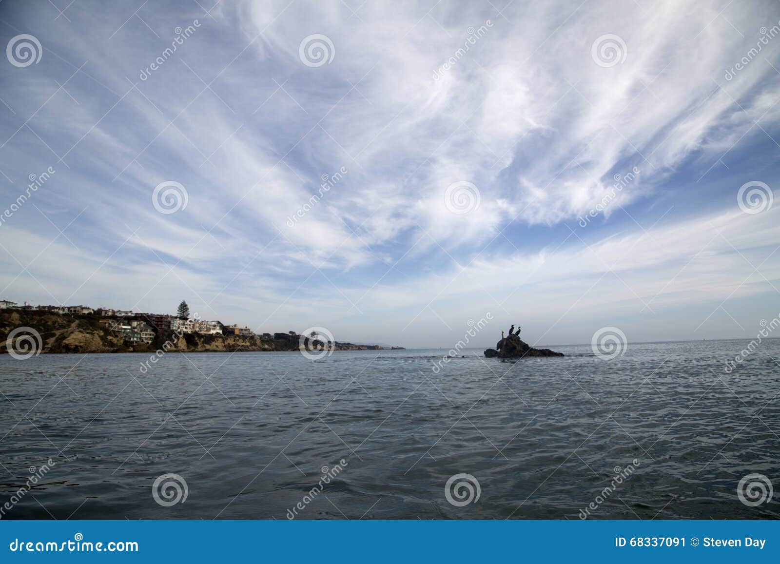 Pacific Ocean Scene with Calm Waters and a Beautiful Cloudy Sky Stock ...