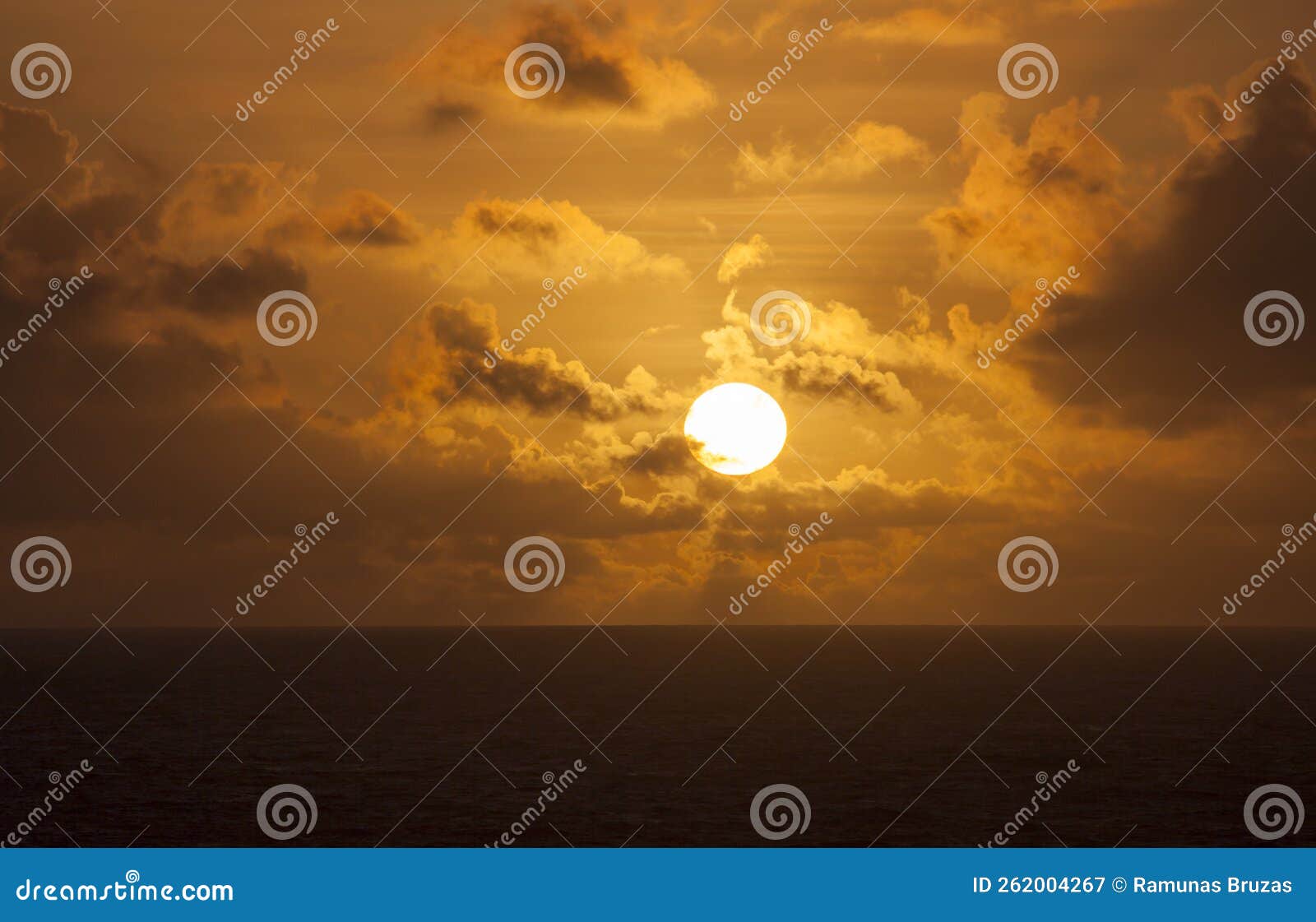 Pacific Ocean Sunset Sun with a Cloudy Sky Stock Image - Image of ...