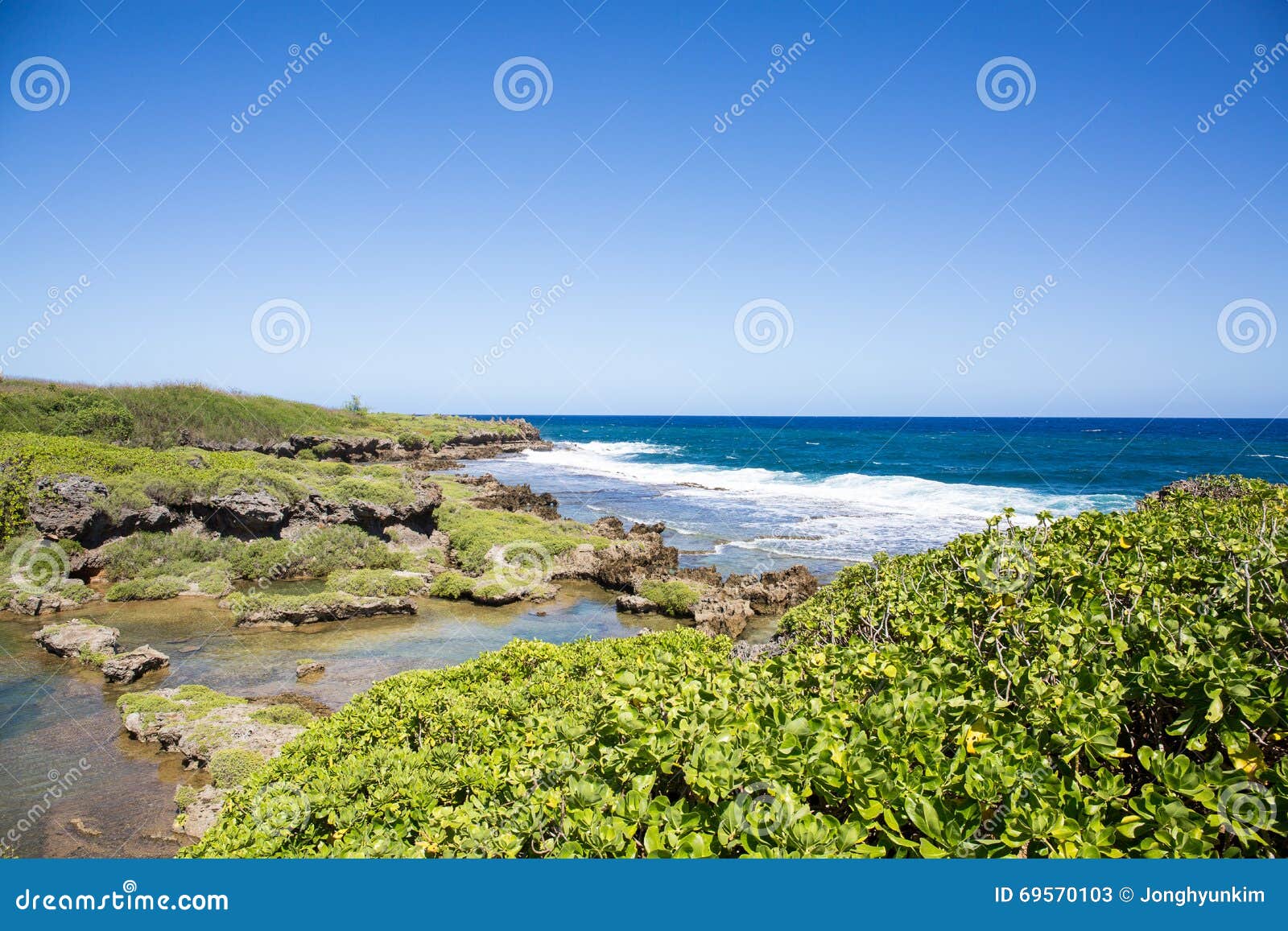 The Pacific Ocean View from a Hill Stock Image - Image of green, cape ...