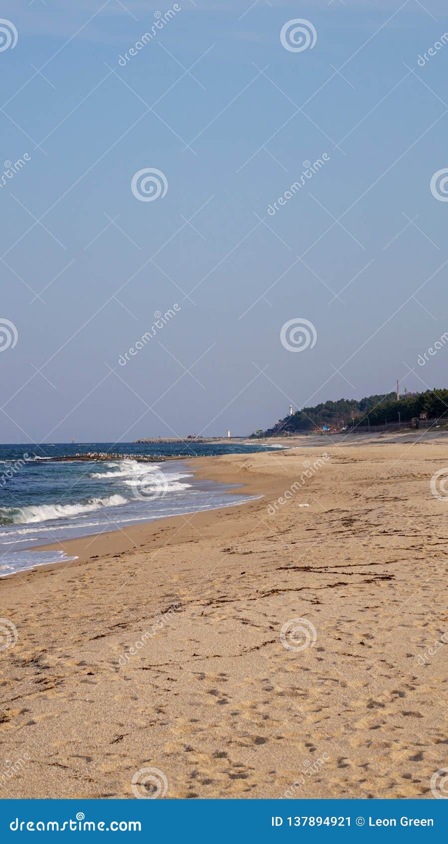 Pacific Ocean Waves Rolling Onto the Beach in South Korea Stock Image ...