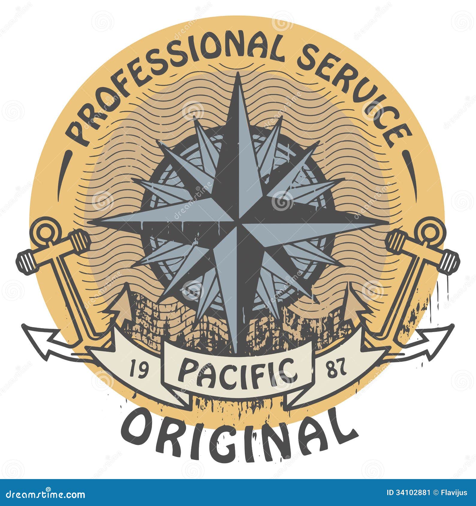 Pacific Original stamp stock vector. Illustration of insignia - 34102881
