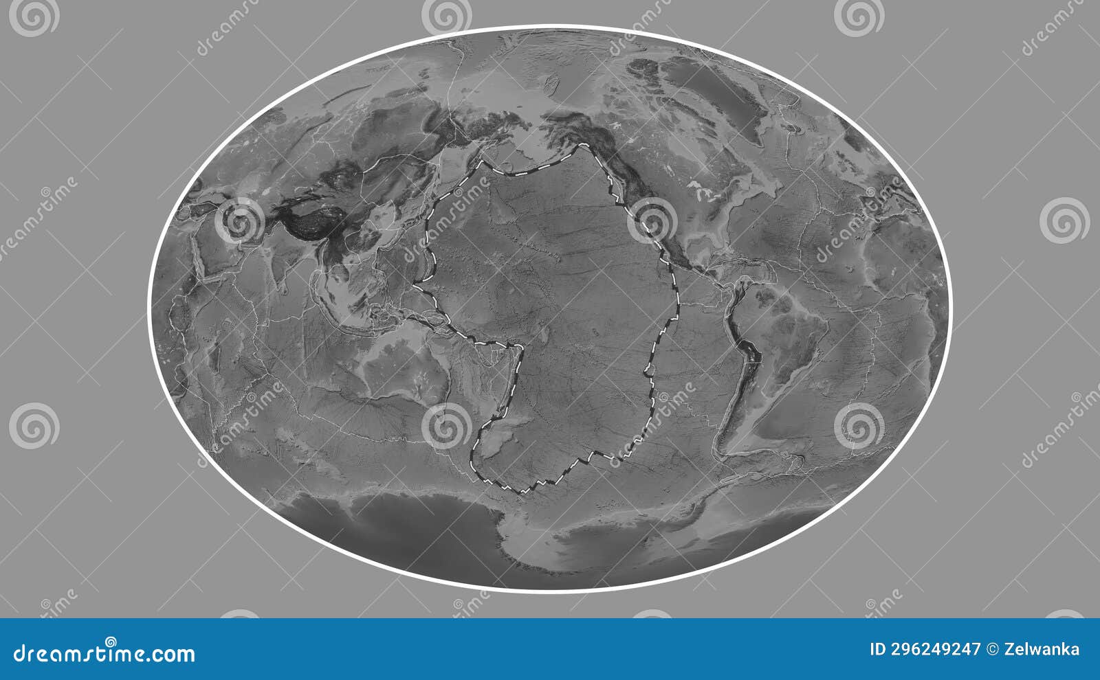 Pacific Plate Dashed. Fahey. Grayscale Stock Illustration ...