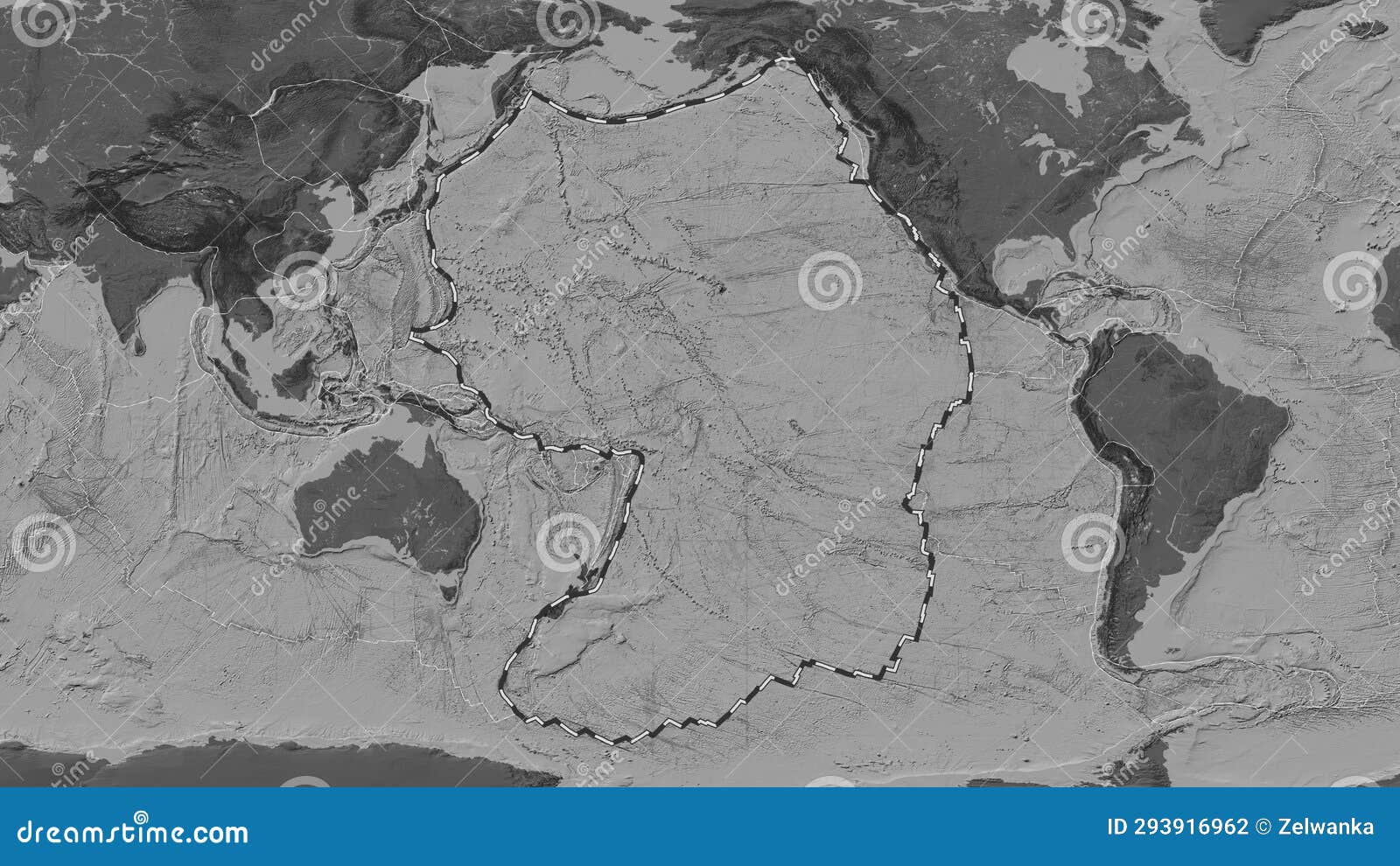 Pacific Plate Dashed. Patterson Cylindrical. Bilevel Stock Illustration ...