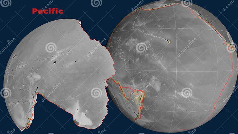 Pacific Plate Described and Presented - Grayscale Stock Illustration ...